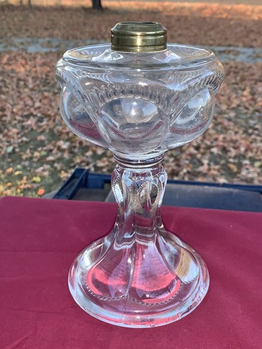 Antique EAPG Glass Beaded Medallion Panel Oil Lamp Light 7/8” Small ...