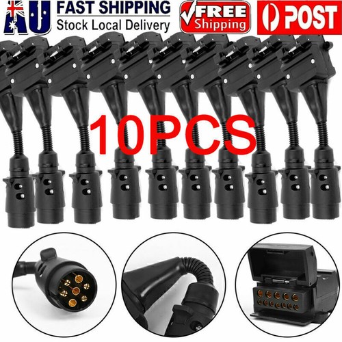 10PCS Trailer Adaptor Plug 7 Pin round Male Plug to 12 Pin Female flat ...