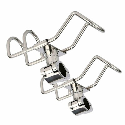 Pair Marine Stainless Steel Boat Fishing Rod Holder Clamp on 1-1/4 ...