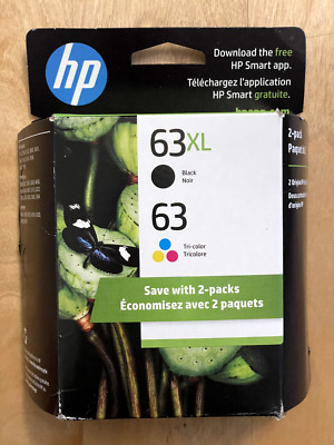 Genuine HP 63XL Black 63 Tri-color Ink Cartridges Combo Pack Exp 03/ ...