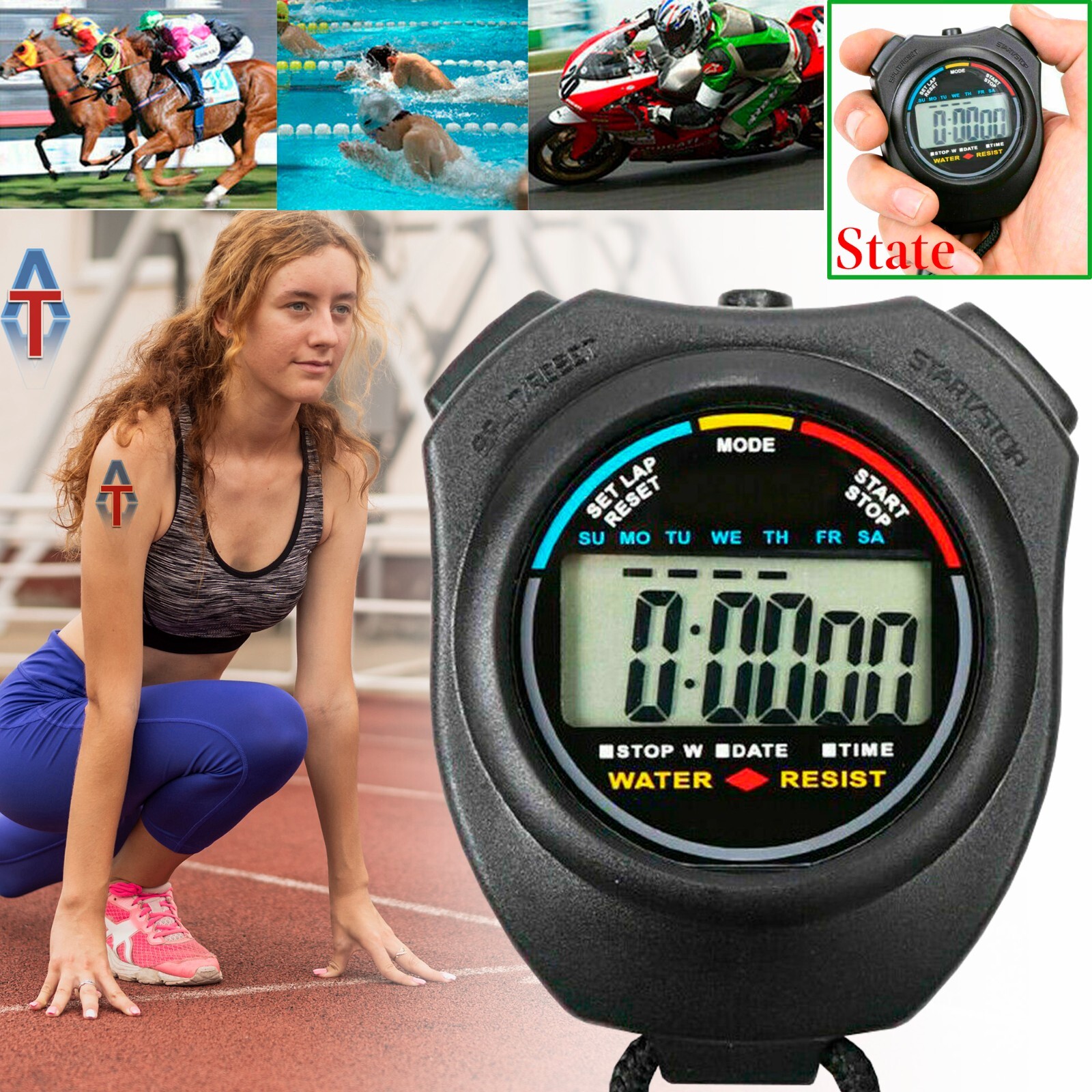 Digital Stopwatch Black Handheld Sports Stopwatch Stop Watch Timer ...