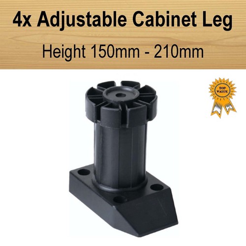4x Plastic Kitchen Cabinet Cupboard Furniture Vanity Adjustable Legs ...