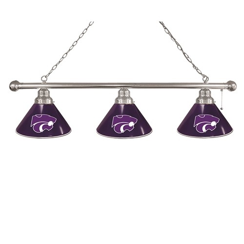Kansas State Wildcats 3 Shade Pool Table Light Billiard Lamp - Chrome ...
