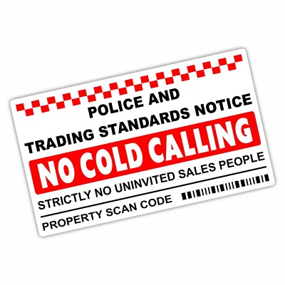 1 x Sign No Cold Calling Salesman Callers Door Notice Warning Stickers ...