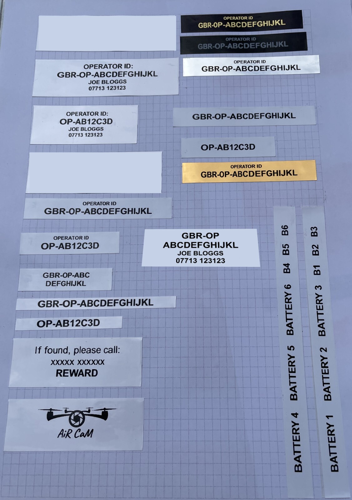 CAA Operator / Flyer ID Drone Label for UAV Drone 12mm SET of 5 | eBay