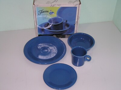 Fiesta Lapis Blue 4 Piece Place Setting Fiestaware Homer Laughlin 831 ...