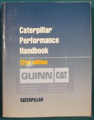 CAT CATERPILLAR PERFORMANCE HANDBOOK EDITION 22 22ND BOOK MANUAL 1991 ...