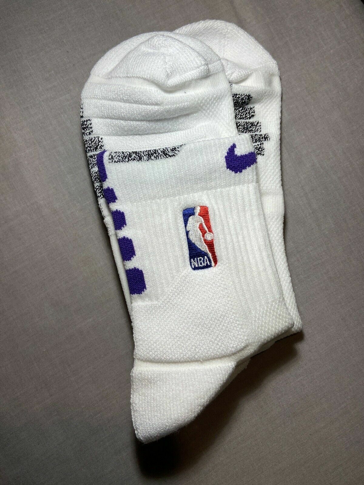 Nike NBA Authentics ELITE Grip Mid Ankle Basketball Socks White Purple ...