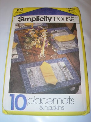 CRAFTS UNCUT SIMPLICITY 123 Sewing Pattern 10 PLACEMATS TABLE HOME MATS ...