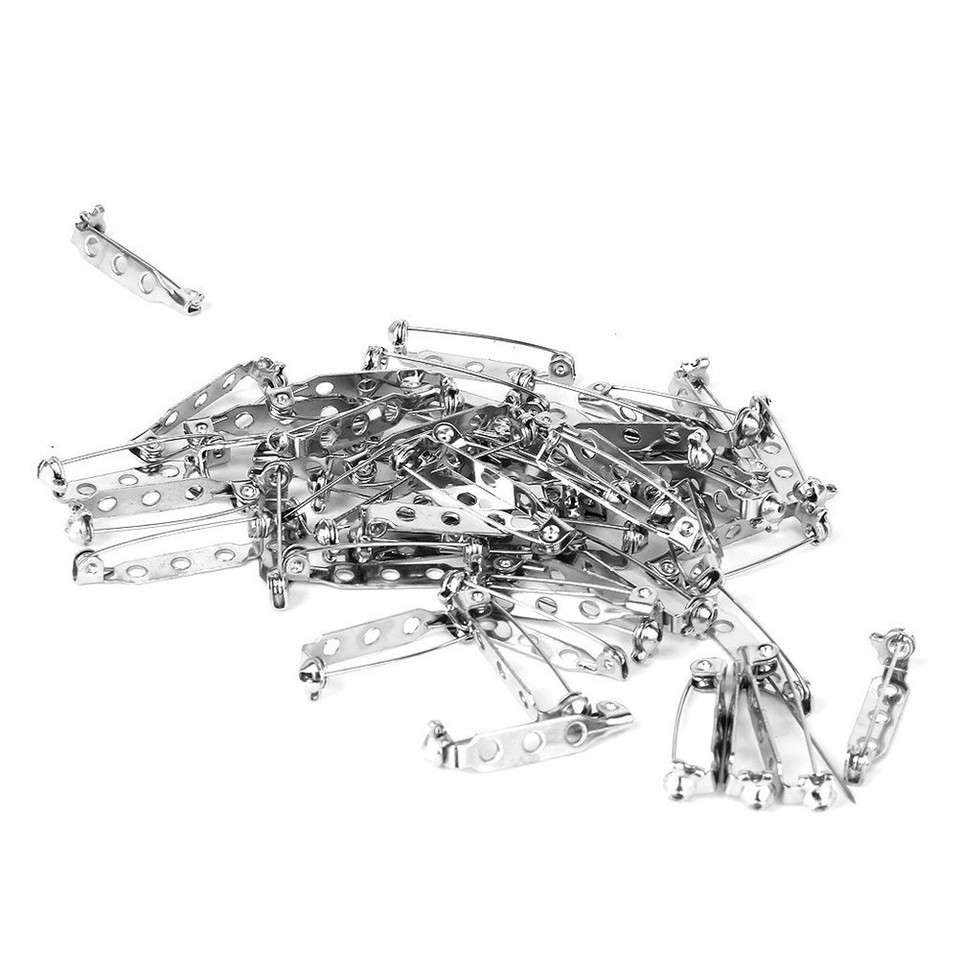 100pcs brooch pin backs 25mm Stainless Back Safety Catch Bar Brooch ...