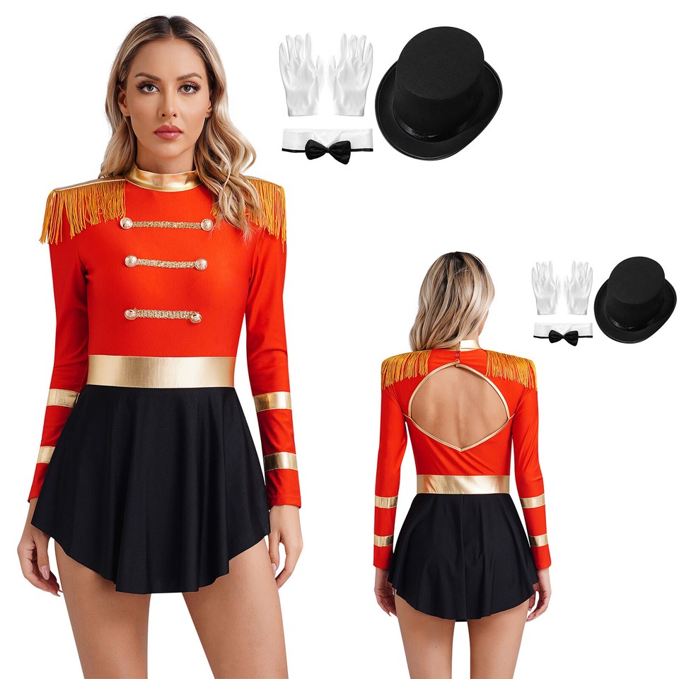 Womens Circus Ringmaster Jumpsuit Dress Halloween Showman Stage Shows ...