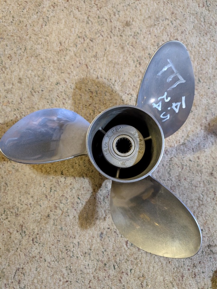 OMC/Evinrude/Johnson RAKER stainless Steel 3 Blade Boat Propeller 14 ...