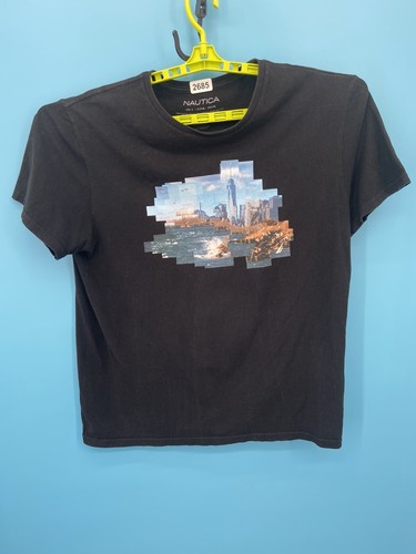 Nautica Seattle Shirt Mens Large Black Shore Line Needle Point Sea ...