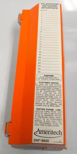 Ameritech SNI-8925 25 Line Indoor Telephone Network Interface Box ...