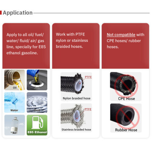 10PACK AN12 12AN PTFE Teflon Hose End Fitting Adapter Kit E85 Oil Fuel ...