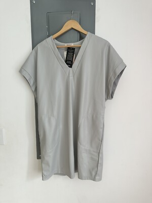 Badgley Mischka Women's Shortsleeve Vegan Leather Dress in Heather Grey ...