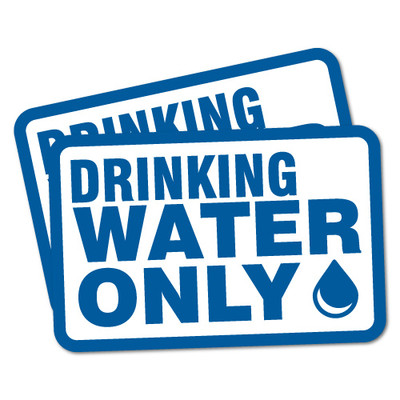 2X DRINKING WATER ONLY SAFETY Sticker Decal Side Vehicle Boat ...
