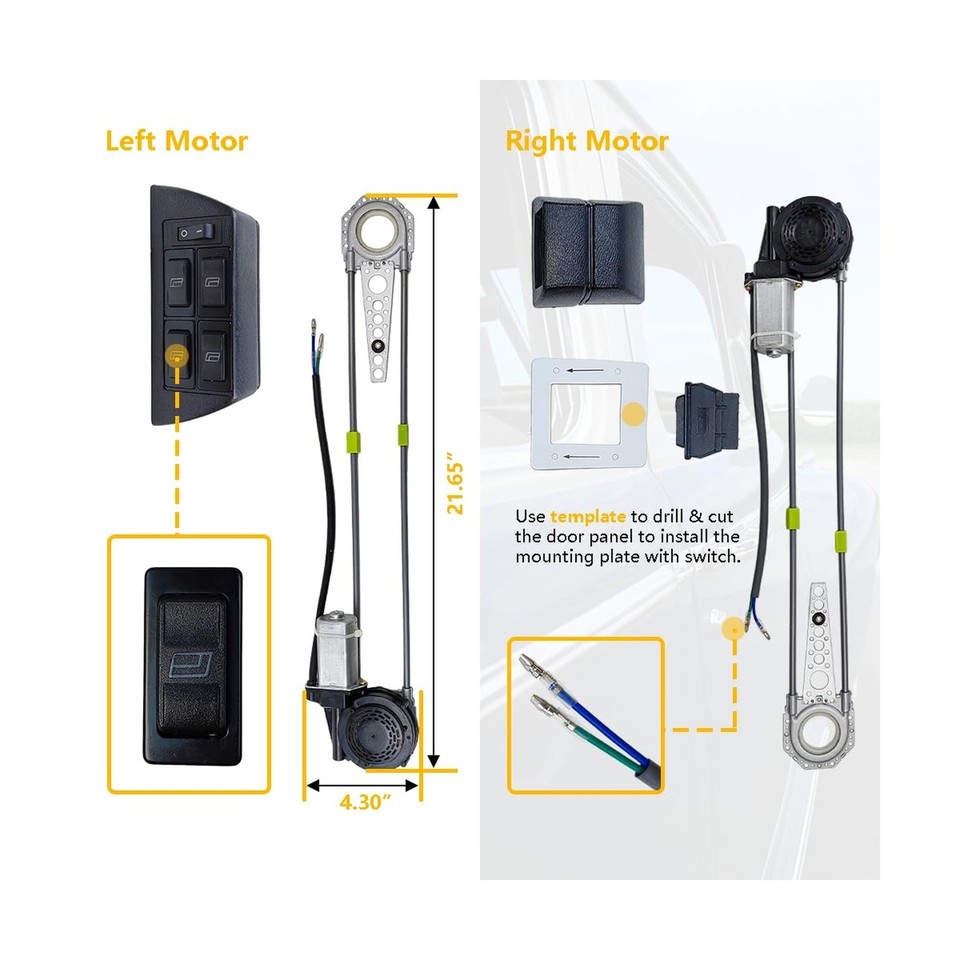 Universal 4-Door Power Window Conversion Kit Electric Power Window Lift ...