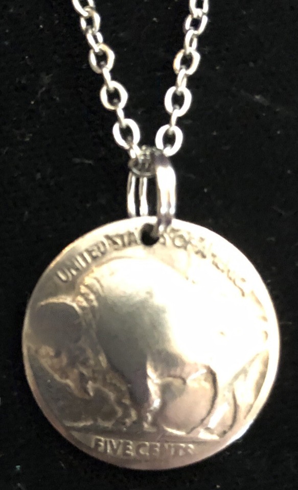 BUFFALO NICKEL Necklace - silver vintage us coin jewelry by Cactus ...