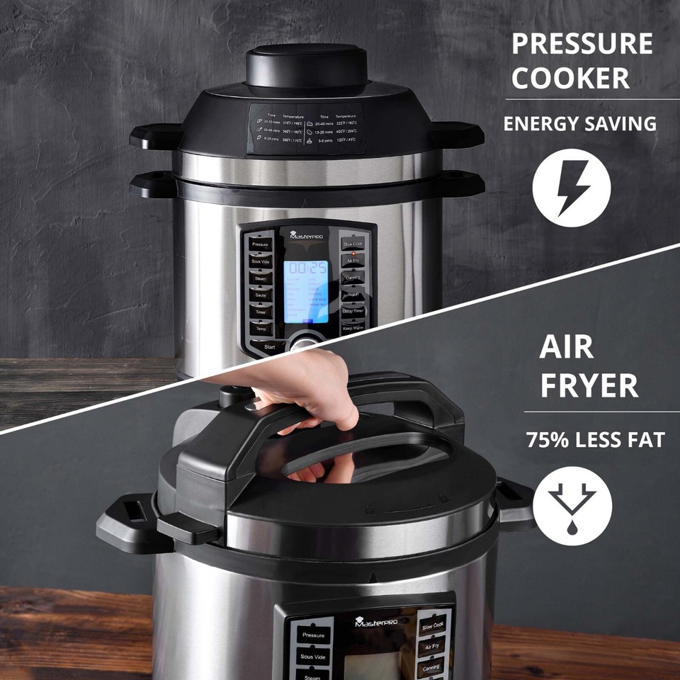 MasterPro Multi Cooker Pressure 6L 12-in-1 Electric 1500W Air Fryer ...