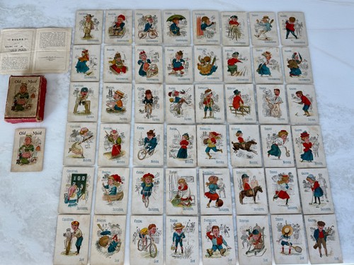 ANTIQUE 'OLD MAID' PLAYING CARDS -COMPLETE SET PLUS INSTRUCTIONS - 49 ...