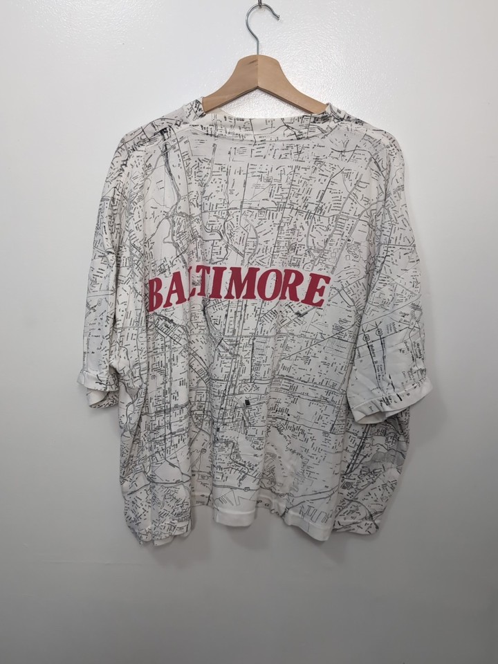 Vintage 90s Baltimore City Map AOP T Shirt Single Stitch BOXY SEE ...