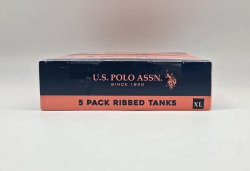 US POLO ASSN 5 Pack Logo Ribbed White Tanks A Shirt Set Men's Sizes M L ...