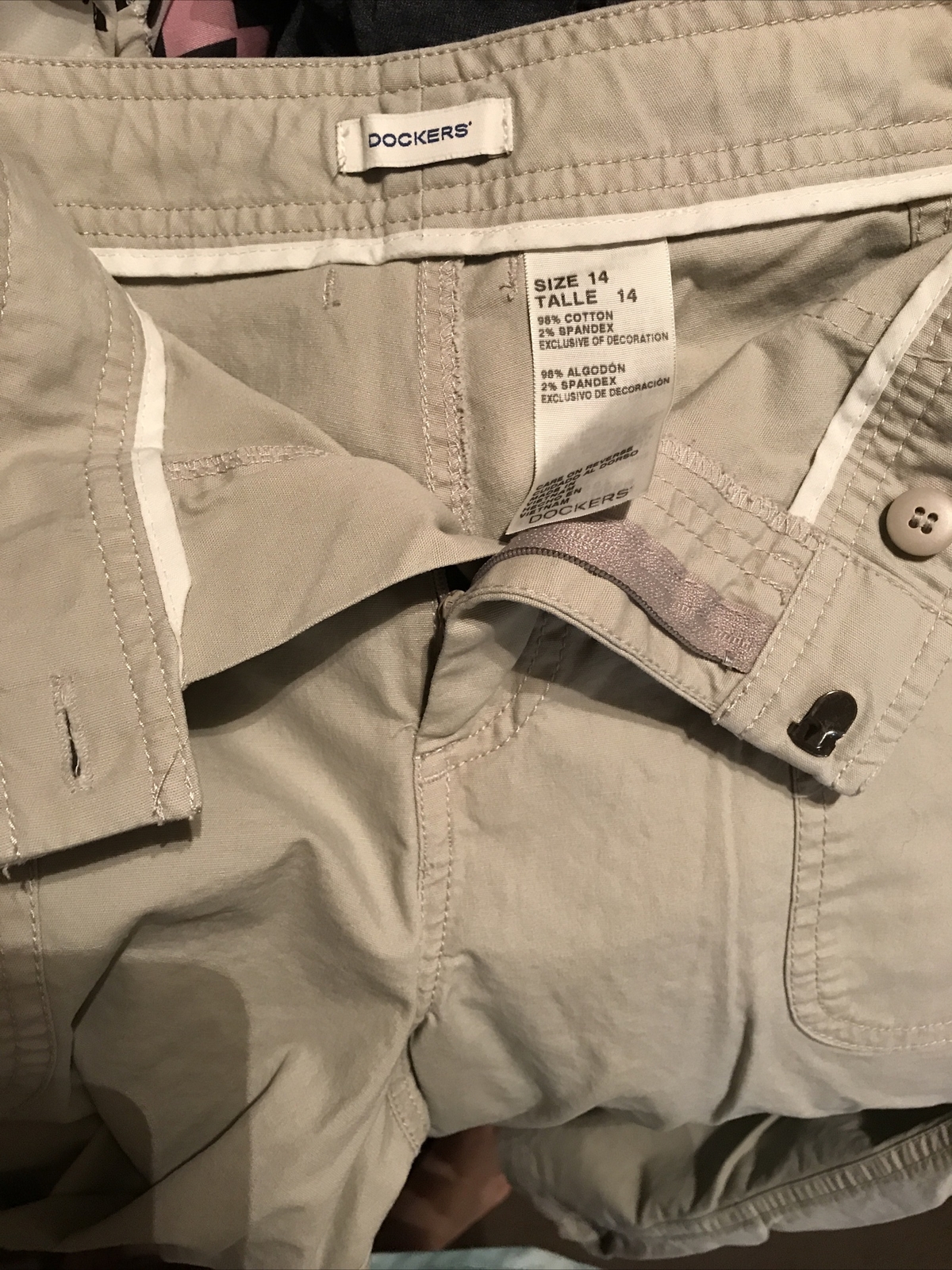 Dockers Embroidered Cargo Khaki Capris Size 14 | eBay