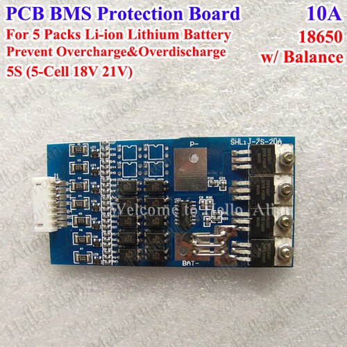 5S 18V 10A w/Balance BMS Protection PCB Board for 18650 Li-ion Lithium ...