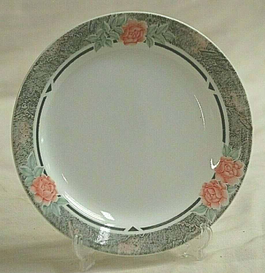 Silk & Roses Corelle by Corning 7-1/8" Salad Plate Gray Band Pink Roses ...