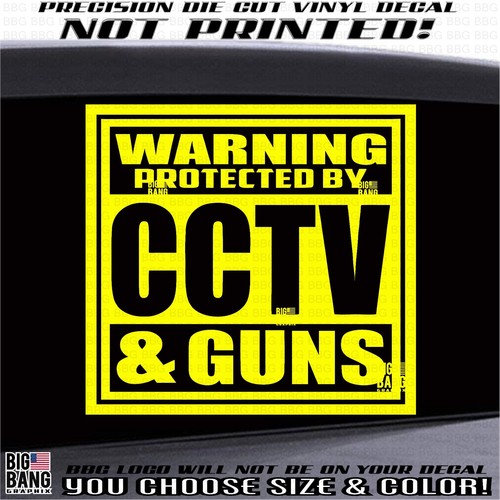 Protected CCTV & GUNS Home Security Decal Sticker Window Door Warning ...
