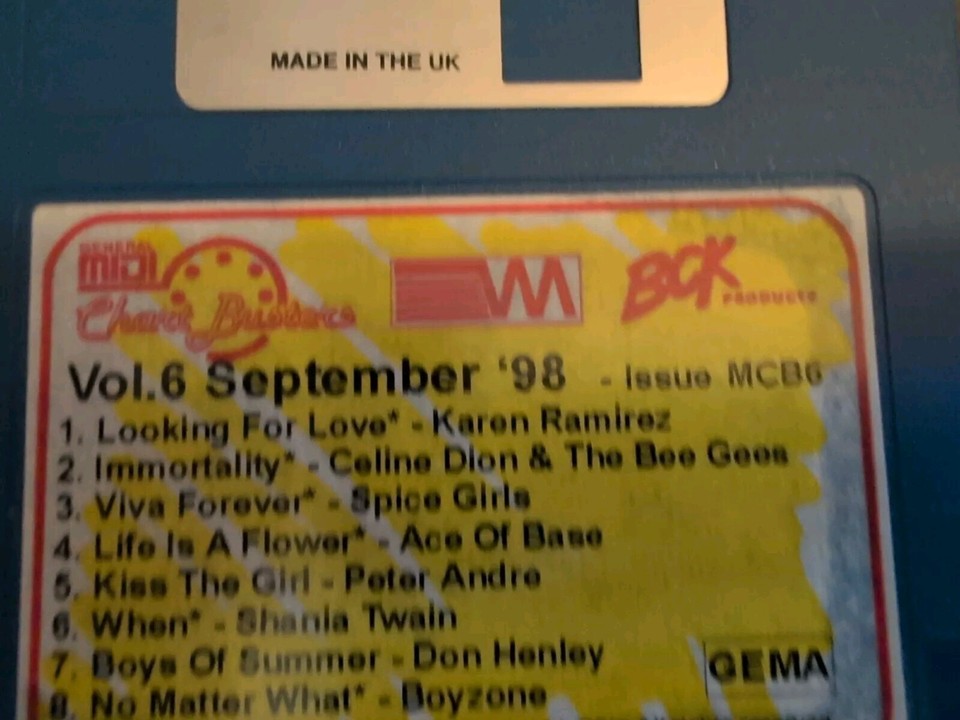Chart Busters BCK - SEPTEMBER 98 Vol.6 - Midi Song Floppy Disk | eBay UK