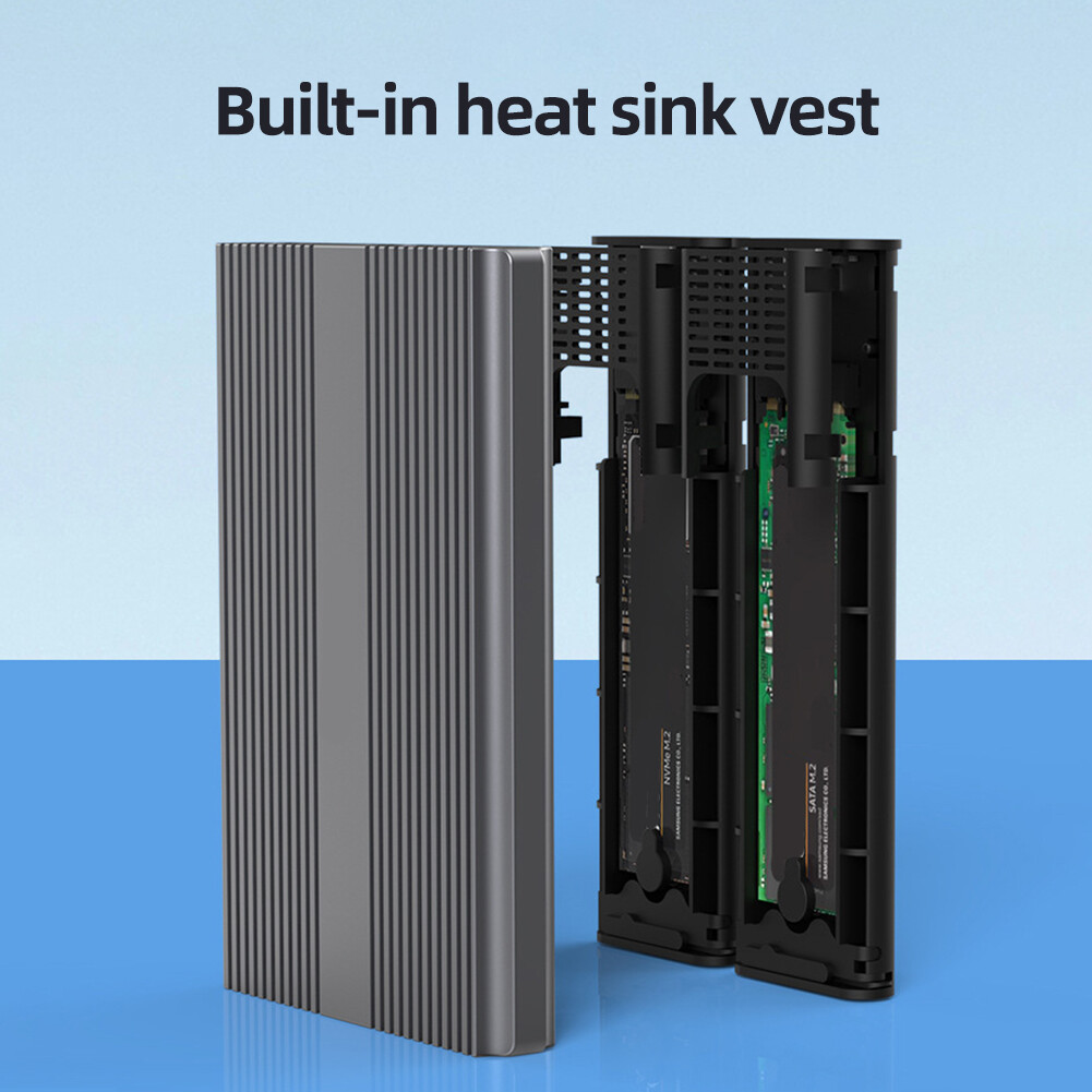 NVME SSD Case Dual-Bay M.2 SATA SSD Hard Disk Box for Desktop (NVME ...