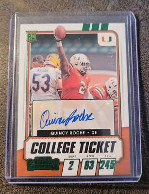 Quincy Roche 2021 Prizm Draft Green Rookie Auto /49 New York Giants ...