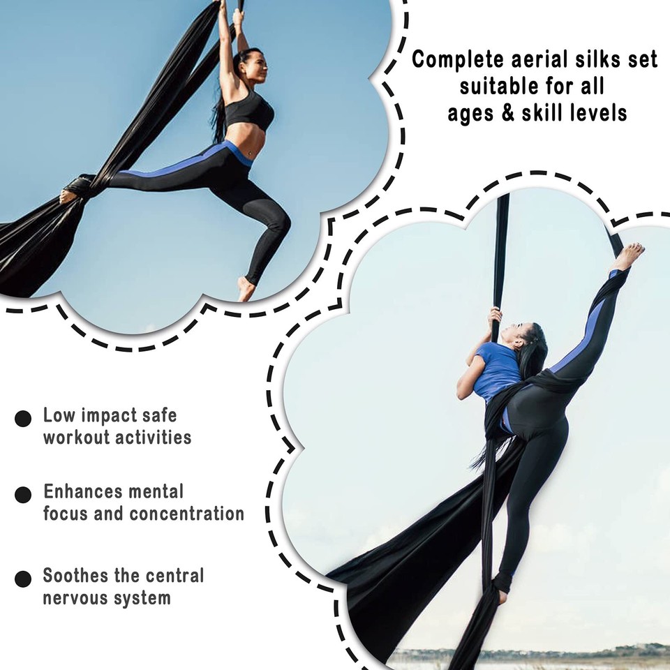 10M Premium Aerial Silks Equipment Yoga Pilates Swing Aerial Yoga ...