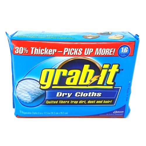Pledge GRAB IT Dry Disposable 16 Unscented Dusting Cloths 8"x 11.5 ...