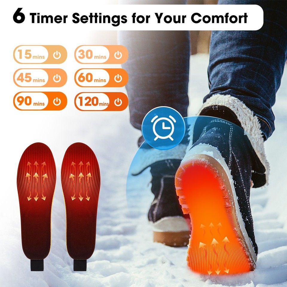Cuttable Electric Heated Insoles Feet Heater Foot Pads Winter Warmer ...