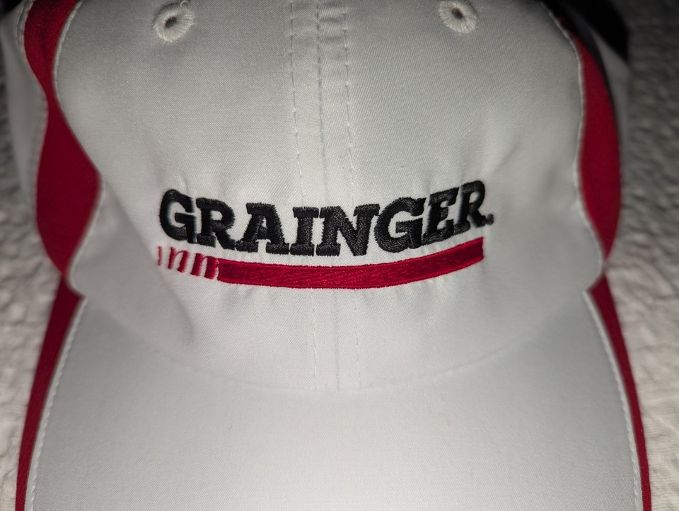 GRAINGER Industrial Supplies Embroidered Adjustable White Athletic Hat ...