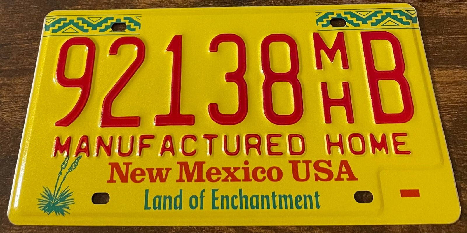 New Mexico Manufactured Home License Plate 92138 MH B Land of ...