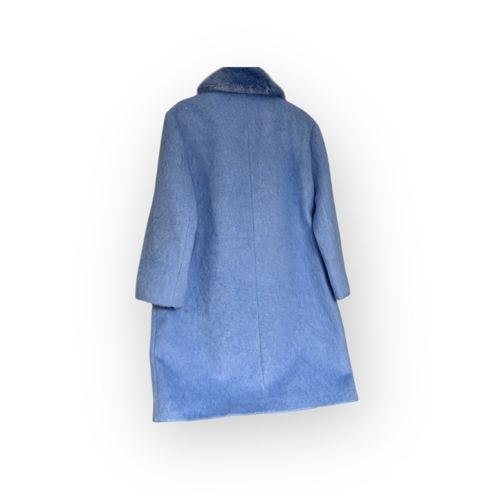 kate spade NY 298614 Wild Ones Faux Fur Trim Coat Blue Size 12 | eBay