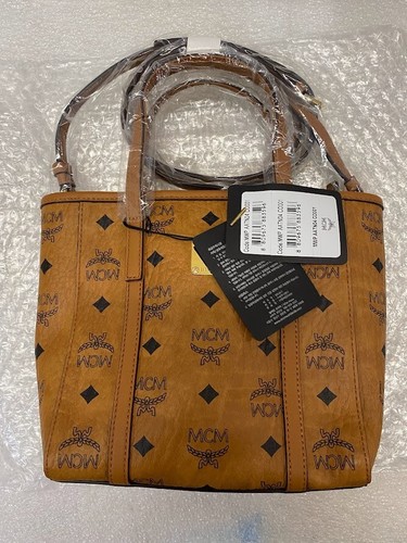 MCM Toni Mini Visetos Tote Women's Cognac Brown Handbag Purse (inside ...