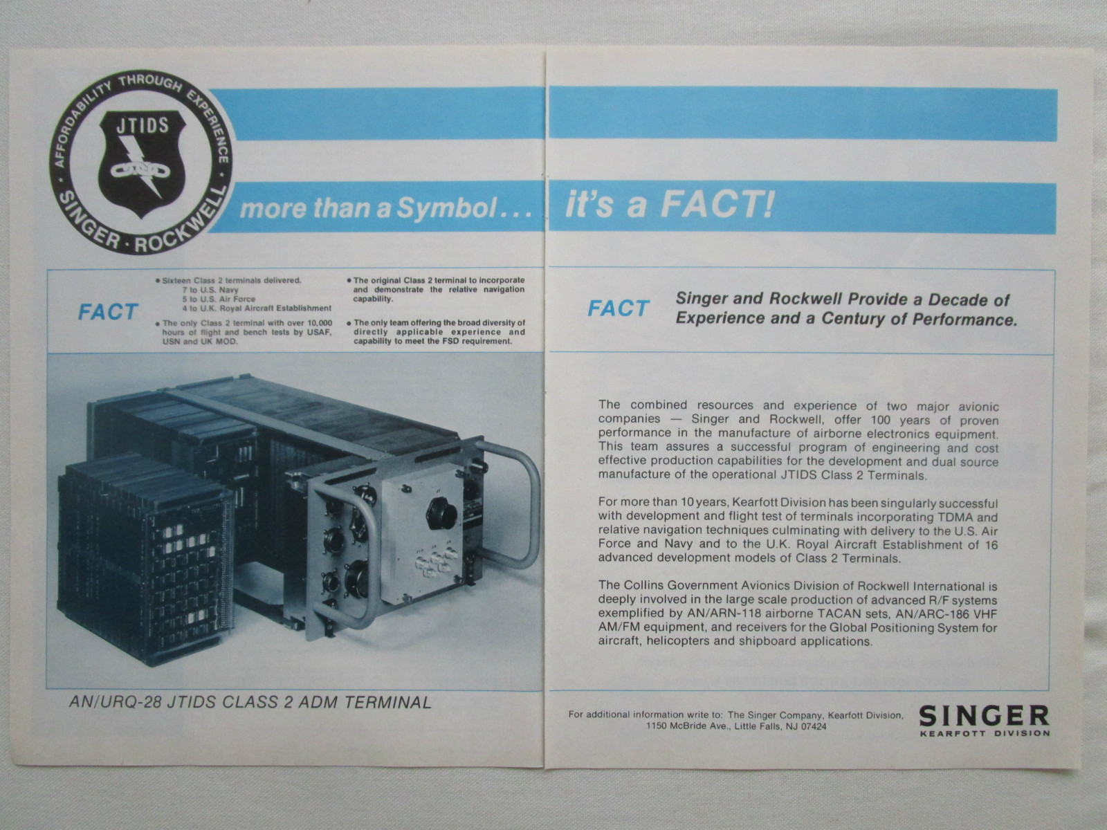 10/1980 PUB SINGER KEARFOTT ROCKWELL JTIDS CLASS 2 TERMINAL NAVY AIR ...