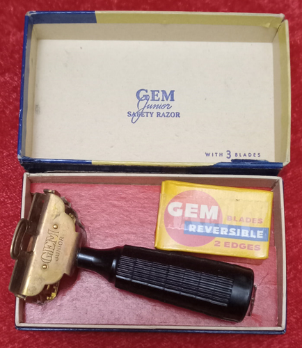 Vintage GEM JUNIOR Shaving Safety Razor THE PARADE With Box & Blades | eBay