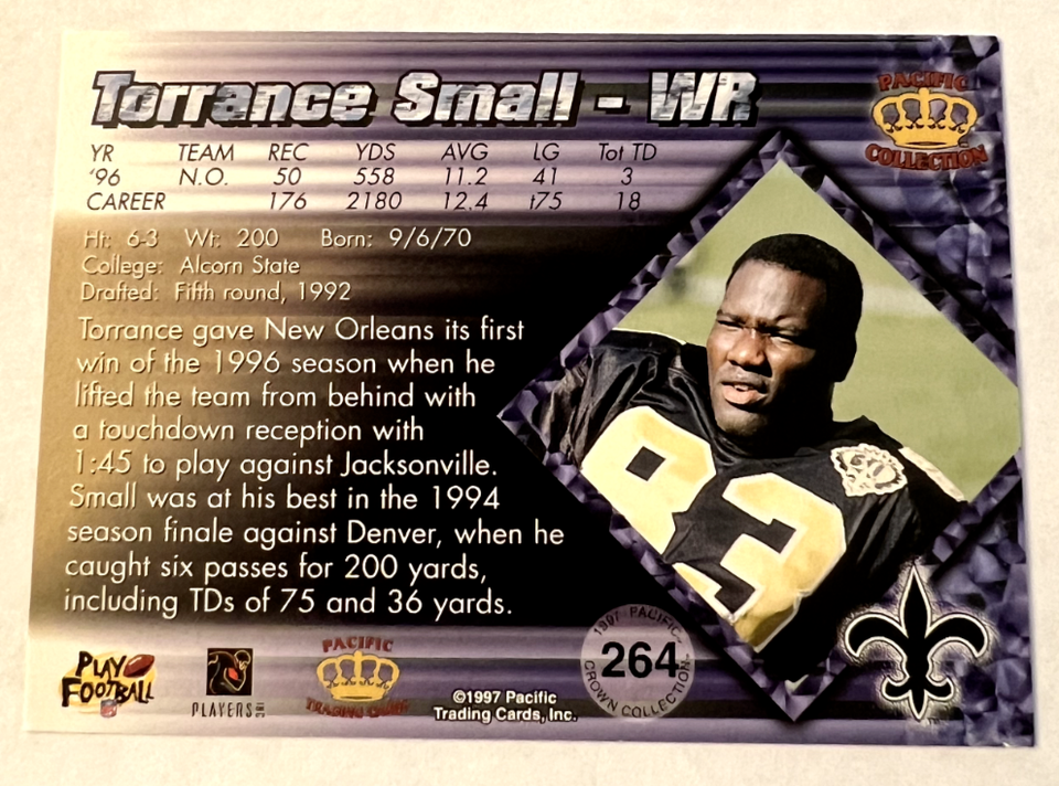 1997 Pacific Crown Collection Gold #264 Torrance Small New Orleans ...
