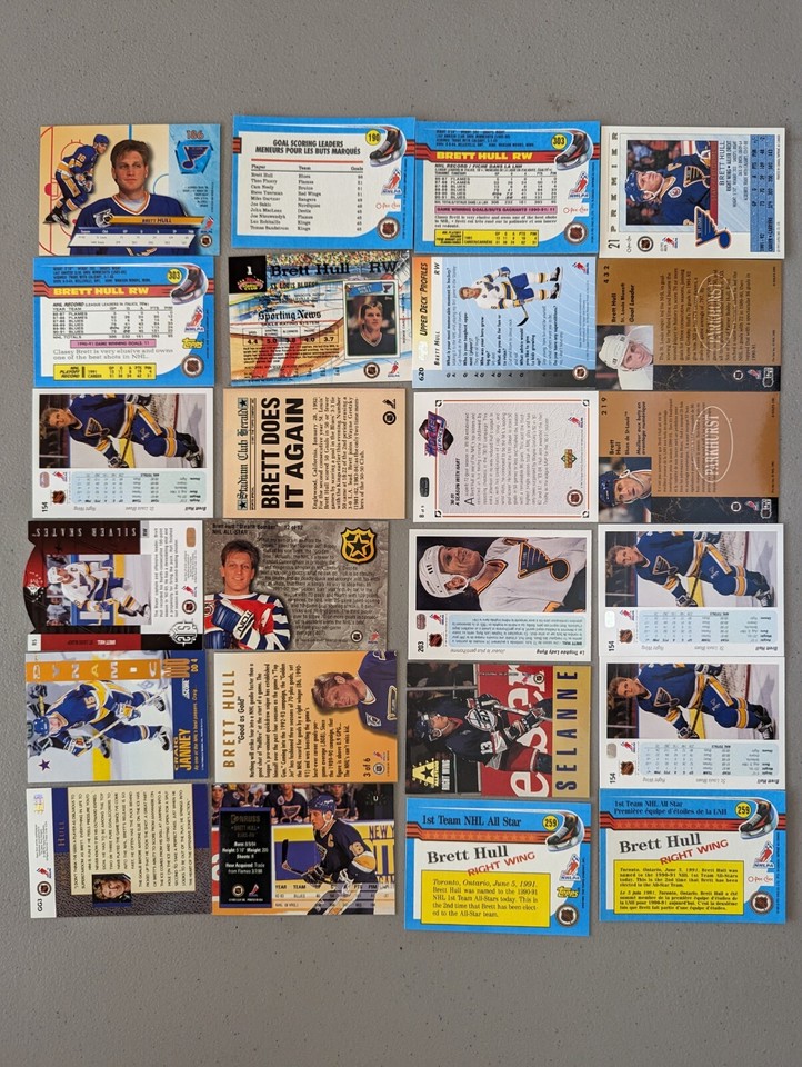 Brett Hull Lot Of 24 Hockey Cards Upper Deck Fleer Ultra Donruss St ...