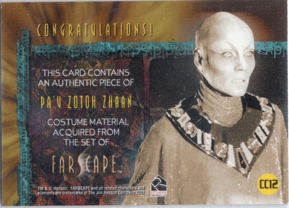 FARSCAPE Season Two, CC12 Pa'u Zotoh Zhaan Costume trading card ...