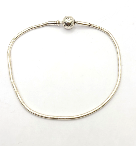 Authentic PANDORA Smooth 925 Silver Logo Clasp Charm Bracelet 590728 7. ...