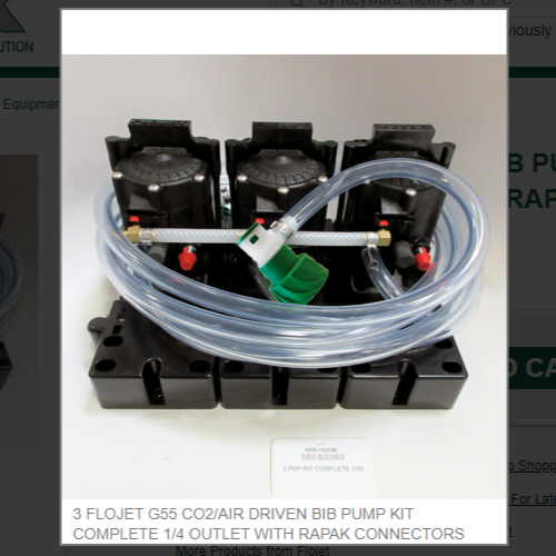 FLOJET G55 CO2/AIR DRIVEN BIB PUMP KIT COMPLETE 1/4 OUTLET WITH RAPAK ...