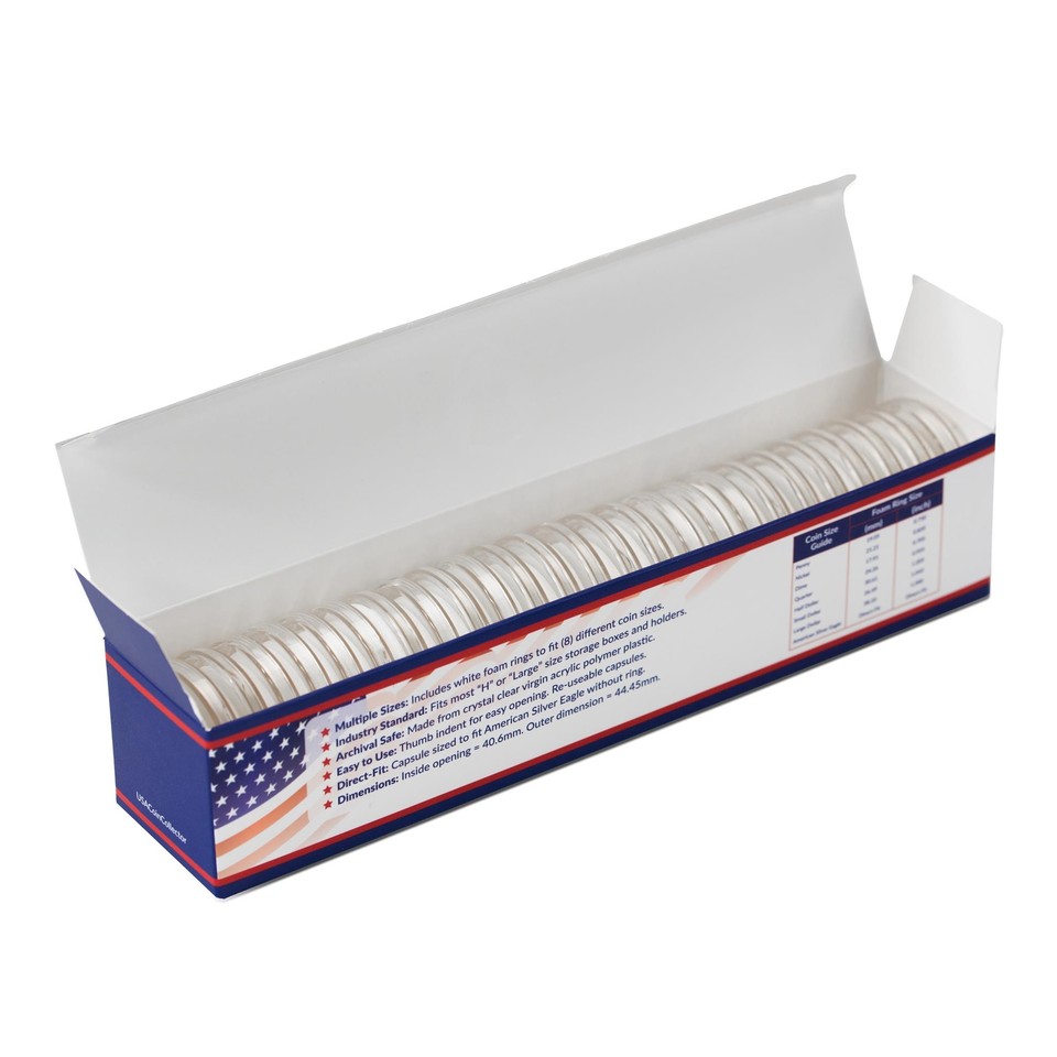 25 Coin Shield Multi-Size H40 Capsules – Fits 8 US Coins, Penny to ASE ...