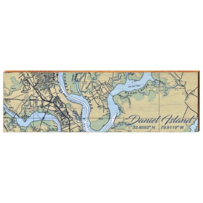 Daniel Island Island SC Map Sign Printed On Real Wood COR12-TOW6M-B-1 ...